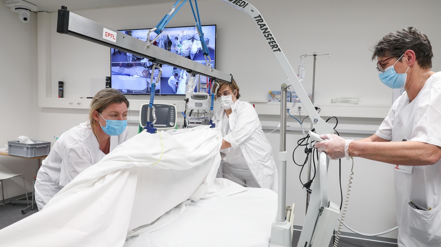 Innovative mechanical system makes it easy to turn bedridden patients ...