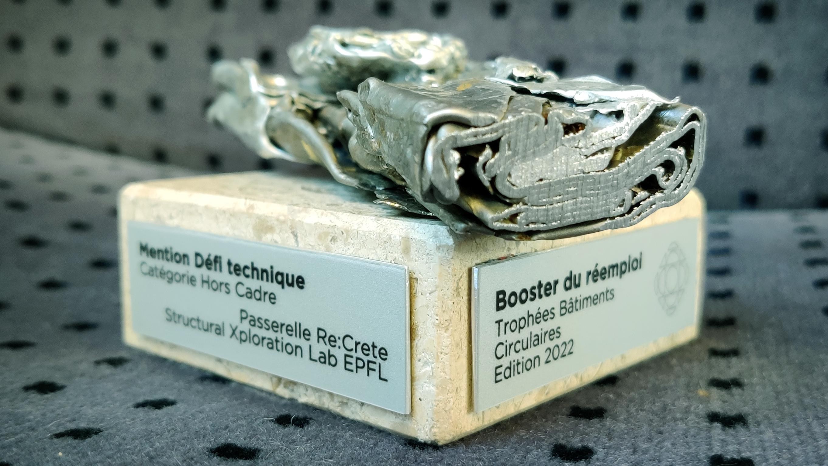 The Re:Crete footbridge awarded by 'Booster du Réemploi' - EPFL