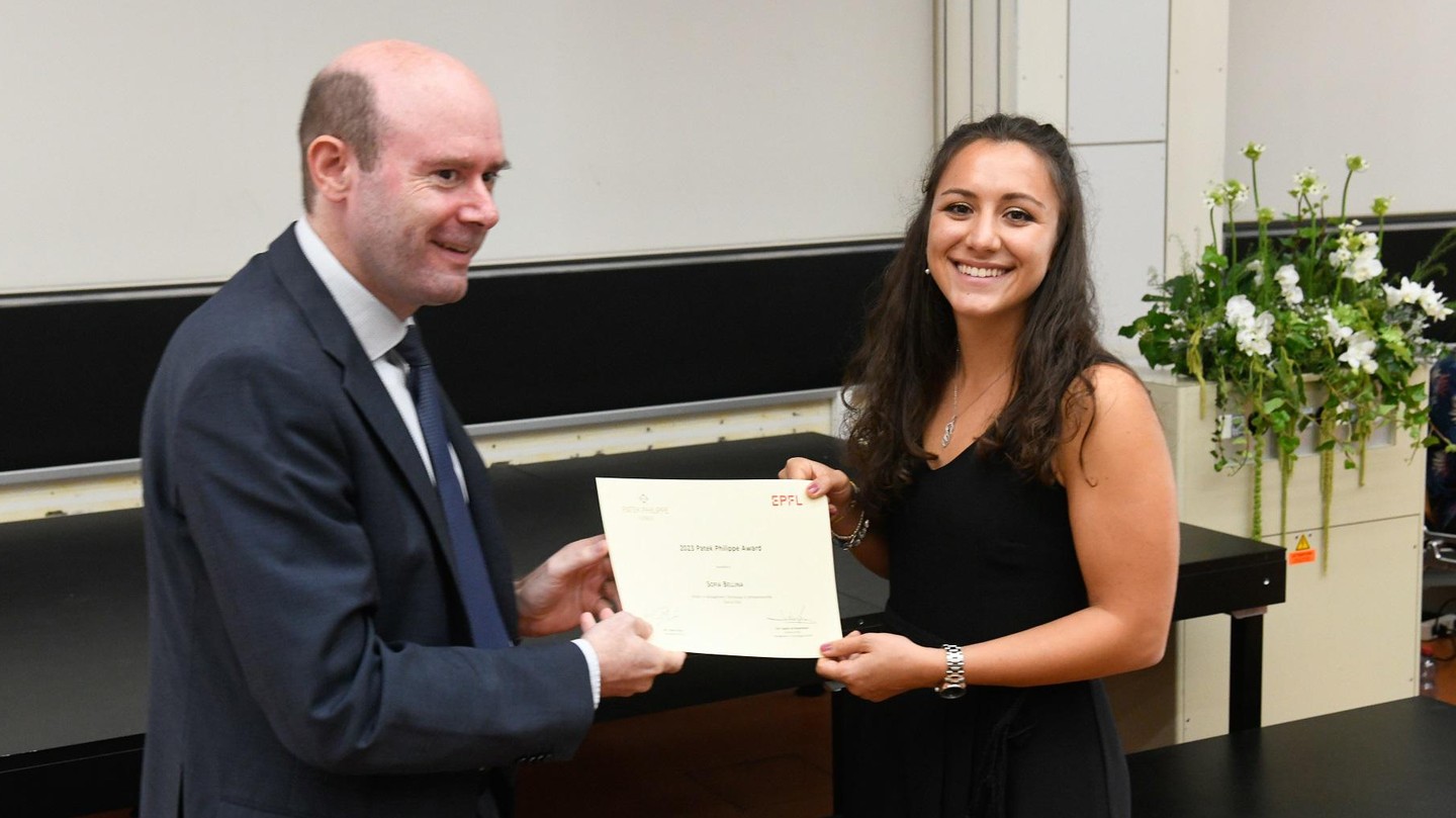 Patek Philippe award for MTE graduate Sofia Bellina - EPFL