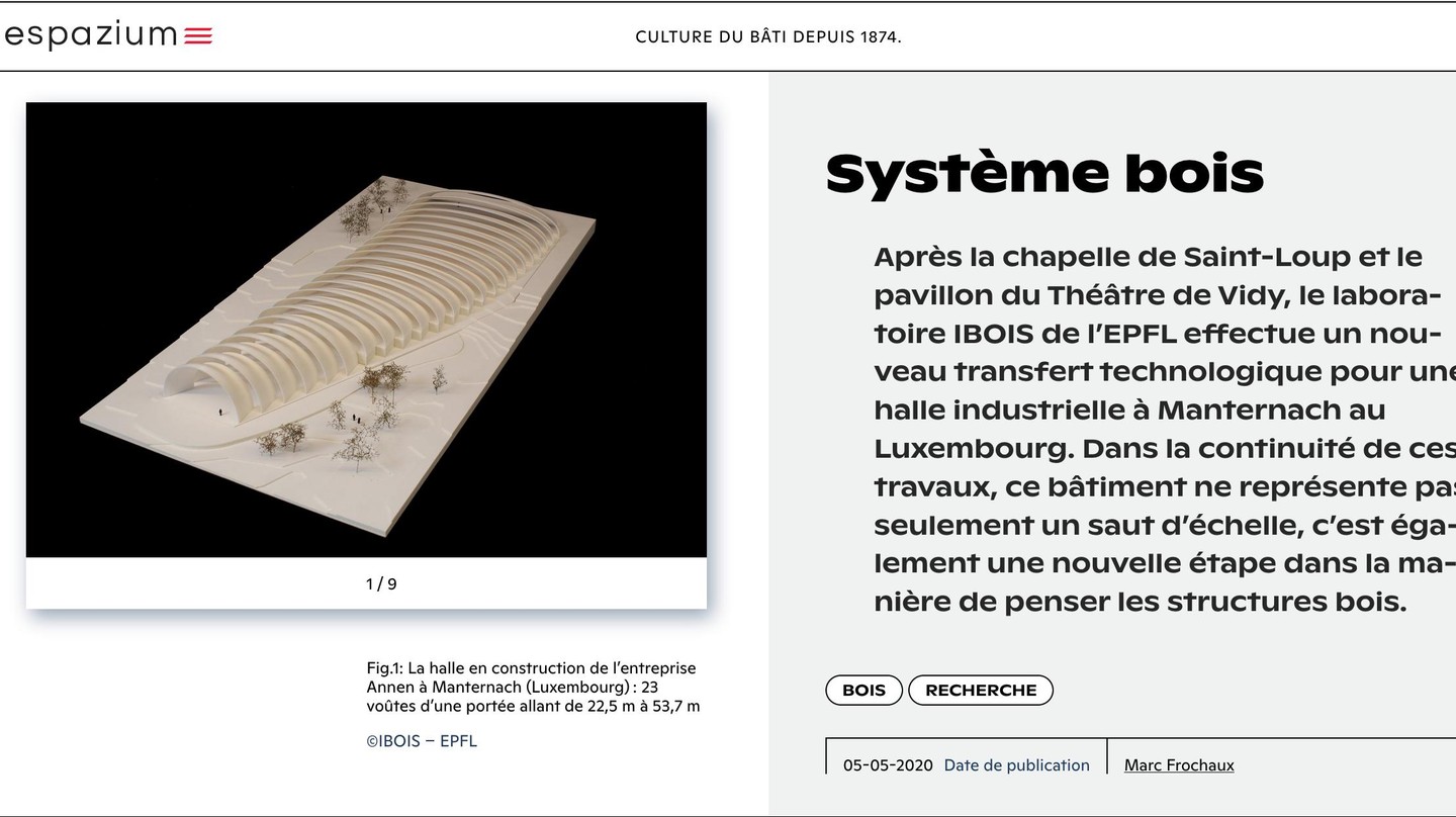La Halle Annen à Manternach dans Tracés - EPFL